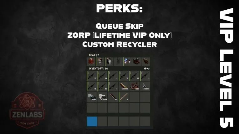 𝙕𝙀𝙉𝙇𝘼𝘽𝙎 𝙎𝙩𝙤𝙧𝙚 : VIP Level 5 (Lifetime All Servers)